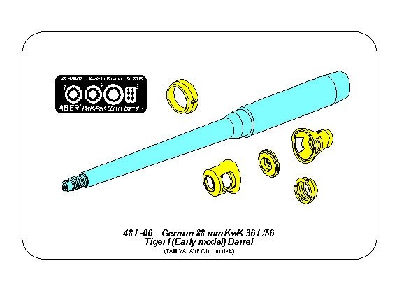 German 88 mm KwK 36 L/56 Tiger I Early Barrel • Aber