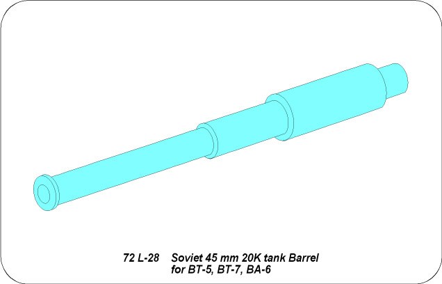 Soviet 45mm 20K tank barrel for BT-5, BT-7, BA-5 • Aber