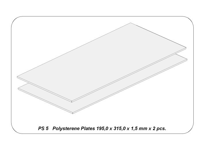 Polystyrene plates 195 x 315 x 1,50 mm x 2 pcs. • Aber