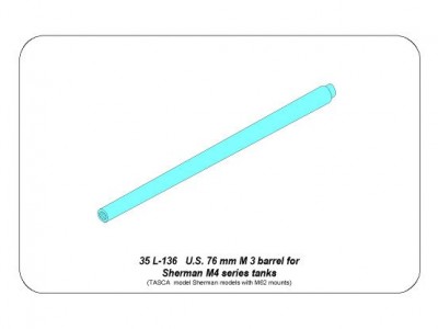 U.S.76 mm M1A1 barrel for Sherman M4 series tanks with M62 mount • Aber
